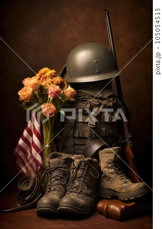 Military Memorial Boots Rifle Helmet