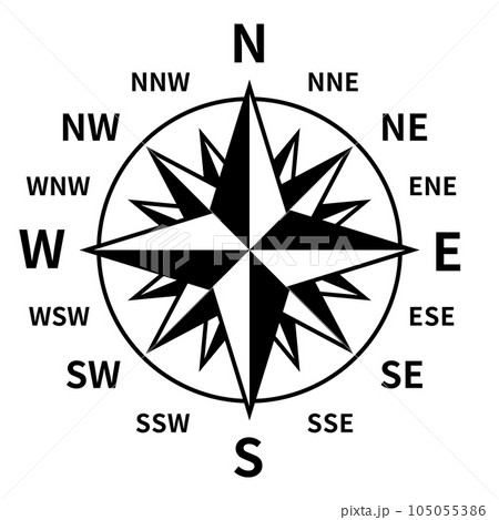 16方位記号のアイコン、東西南北の頭文字 のイラスト素材 [105055386] - PIXTA