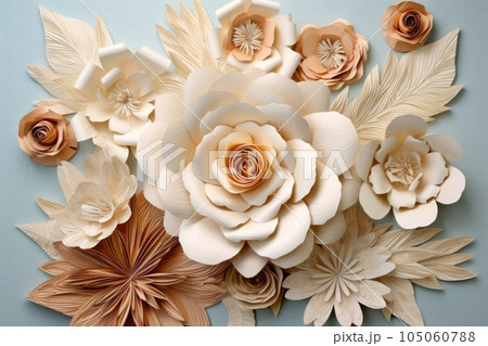 3d paper flowers as decorative wall art,...のイラスト素材 [105060788] - PIXTA