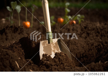 close-up of weeding spade, with freshly dug...のイラスト素材 [105062261] - PIXTA