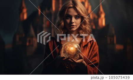A woman with magic trapped in another world,...のイラスト素材 [105075439] - PIXTA