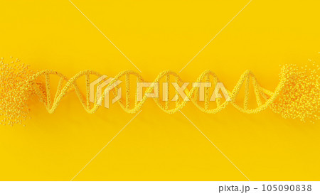 Yellow DNA molecule from particles on yellow...のイラスト素材 [105090838] - PIXTA