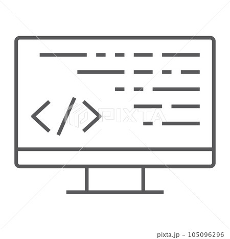 Coding thin line icon, programming and developmentのイラスト素材 [105096296] - PIXTA