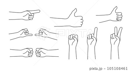 Hand gestures isolated vector icon outline....のイラスト素材 [105108461] - PIXTA