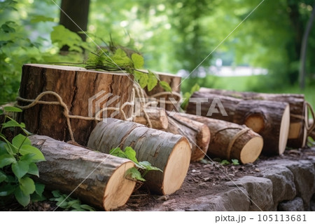 raw wood logs prepared for bow crafting,...のイラスト素材 [105113681] - PIXTA