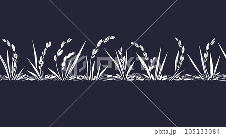 Rice border. Vector field, grains Seamless patternのイラスト素材 [105133084 ...