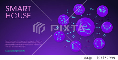 Smart home poster template with icons. Set of...のイラスト素材 [105152999] - PIXTA