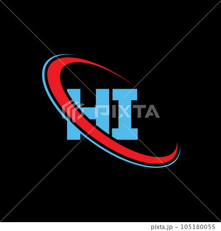 HI H I letter logo design. Initial letter HI...のイラスト素材 [105180055] - PIXTA