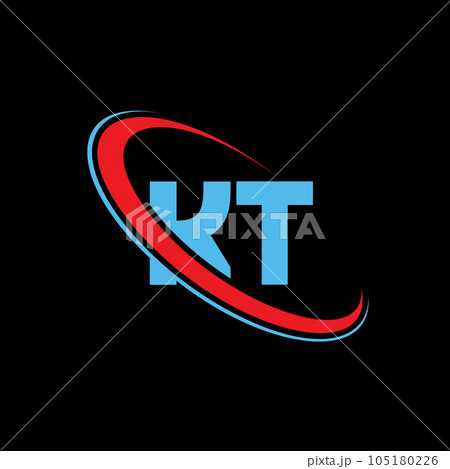 KT letter logo design. KT logo red and blue color.のイラスト素材 [105180226 ...