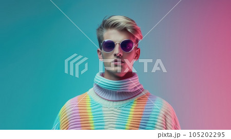 Young male model posing with trendy fashion...のイラスト素材 [105202295] - PIXTA