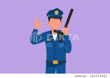 Graphic flat design drawing policeman holding...のイラスト素材 [105224491] - PIXTA