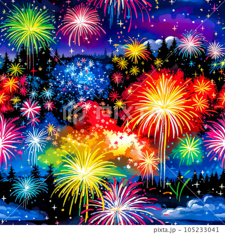 bright colorful fireworks, seamless texture,...のイラスト素材 [105233041] - PIXTA