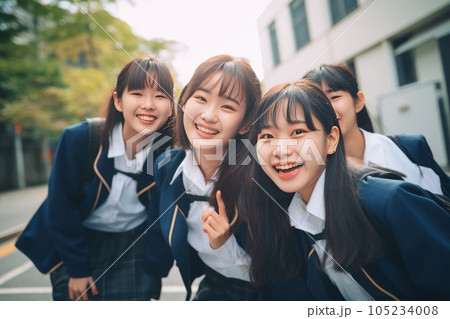 制服を着た笑顔の女子高生 AI生成画像 AI画像のイラスト素材 [105234008] - PIXTA