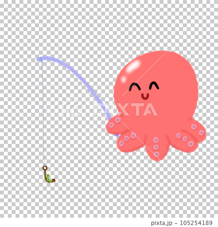 Cute squid face emotion cartoon watercolor hand...のイラスト素材 [105254189 ...