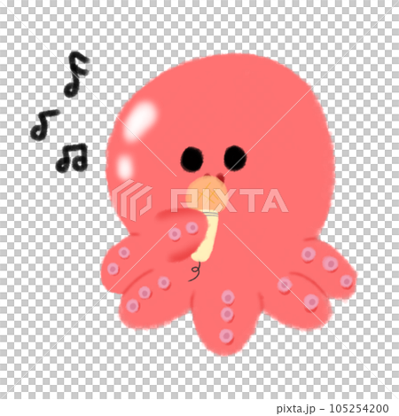 Cute squid face emotion cartoon watercolor hand...のイラスト素材 [105254200 ...