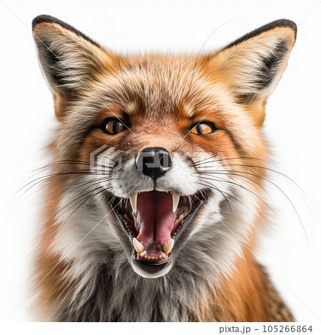 Predatory angry red fox bares big fangs,...のイラスト素材 [105266864] - PIXTA