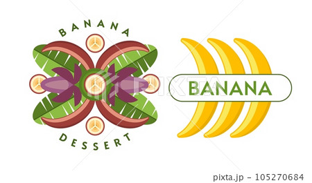 Set of logos with yellow, red bananasのイラスト素材 [105270684] - PIXTA