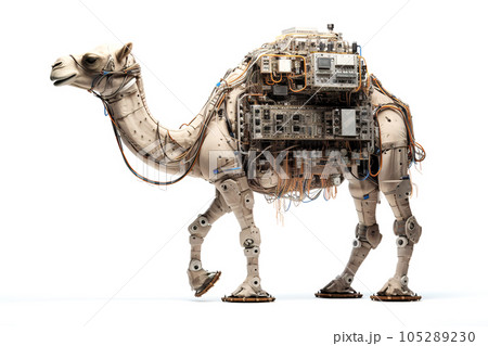 A camel made of electronic machinery on a white...のイラスト素材 [105289230 ...