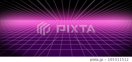 Retro futuristic grid background vanishing in...のイラスト素材 [105311512] - PIXTA