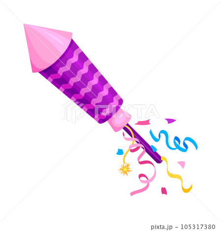 Firework rocket confetti salute petard purple...のイラスト素材 [105317380] - PIXTA
