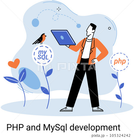 PHP and MySql development metaphor. Software...のイラスト素材 [105324242] - PIXTA