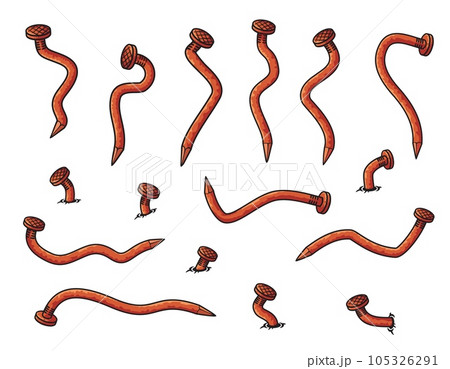 Cartoon rusty metal bent nails vector set....のイラスト素材 [105326291] - PIXTA