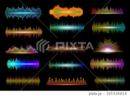 Neon sound waves of music digital equalizer...のイラスト素材 [105326818] - PIXTA