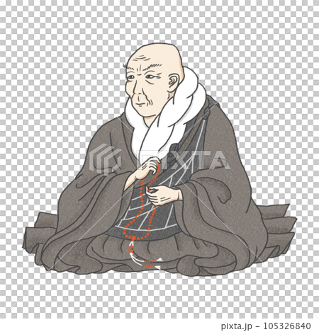 Shinran sitting in a Buddhist robe - Stock Illustration [105326840] - PIXTA