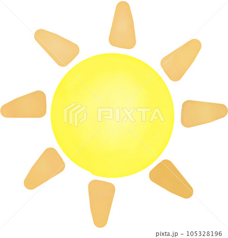 yellow sun isolated on white backgroundのイラスト素材 [105328196] - PIXTA