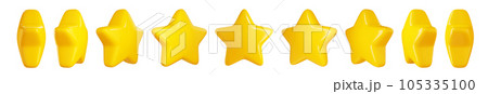 3d star animation set - rotation of yellow...のイラスト素材 [105335100] - PIXTA