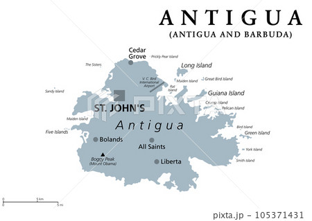 Barbuda Island Map Barbuda, Including Coral Reefs, Mangrove Stands,