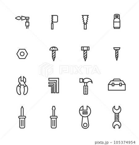 線画工具関連のシンプルイラストアイコンセットのイラスト素材 [105374954] - PIXTA