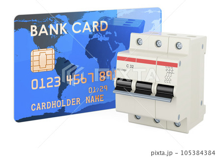 Circuit breaker with credit card, 3D renderingのイラスト素材 [105384384] - PIXTA