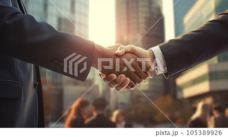 Businessman handshake on blur background with...のイラスト素材 [105389926] - PIXTA
