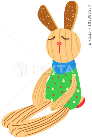 Soft toy striped rabbit in jumpsuit, doll for...のイラスト素材 [105395537] - PIXTA
