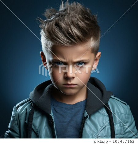 Portrait of an angry little boy with stylish...のイラスト素材 [105437162] - PIXTA