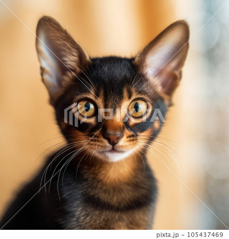 Portrait of a black Abyssinian kitten sitting...のイラスト素材 [105437469] - PIXTA