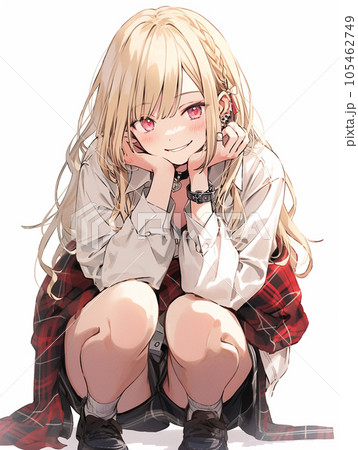 元気で活発な金髪ギャルJKのイラスト素材 [105462749] - PIXTA