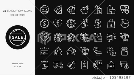 Black Friday Sale Promotions Icons Set. Vector...のイラスト素材 [105498197 ...