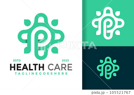 Letter P health care medical logo design vector...のイラスト素材 [105521767 ...