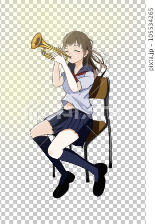 Anime Girl Playing Trumpet