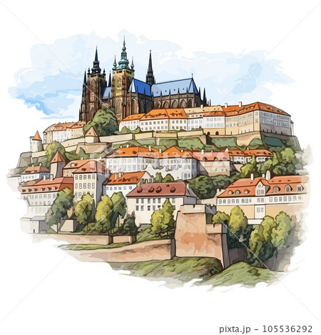 Prague castle hand-drawn comic illustration....のイラスト素材 [105536292] - PIXTA