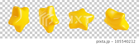 Flying yellow glossy star in different angles... - Stock Illustration [105540212] - PIXTA