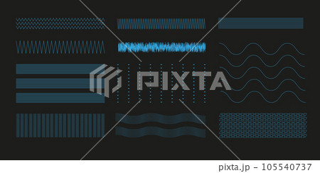 Wavy, billow zigzag neon blue line element set....のイラスト素材 [105540737 ...