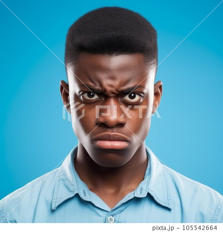 Portrait of an angry teenage African boy with...のイラスト素材 [105542664] - PIXTA
