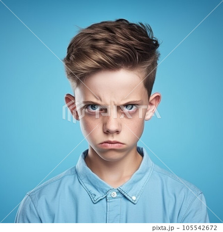 Portrait of an angry teenage boy with stylish...のイラスト素材 [105542672] - PIXTA