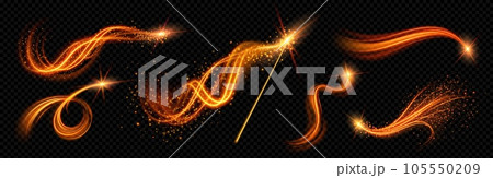 Realistic magic wand with orange light effectsのイラスト素材 [105550209] - PIXTA