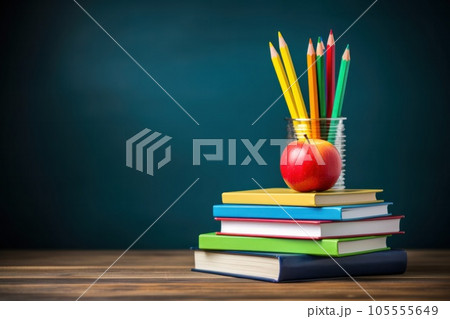Stack Of School Books And Supplies