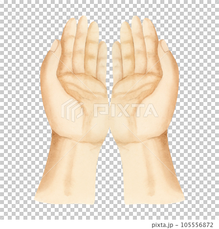 Two open palms hands gesture watercolor... - Stock Illustration ...