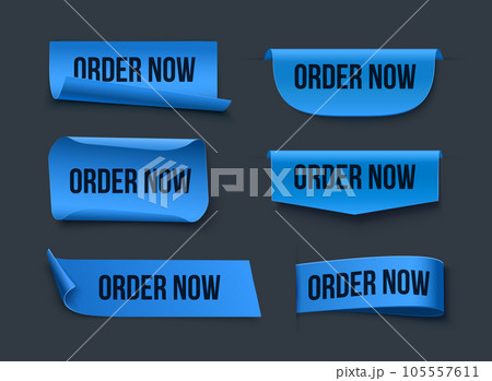 Order now blue stickers. Offer tags isolated on...のイラスト素材 [105557611 ...